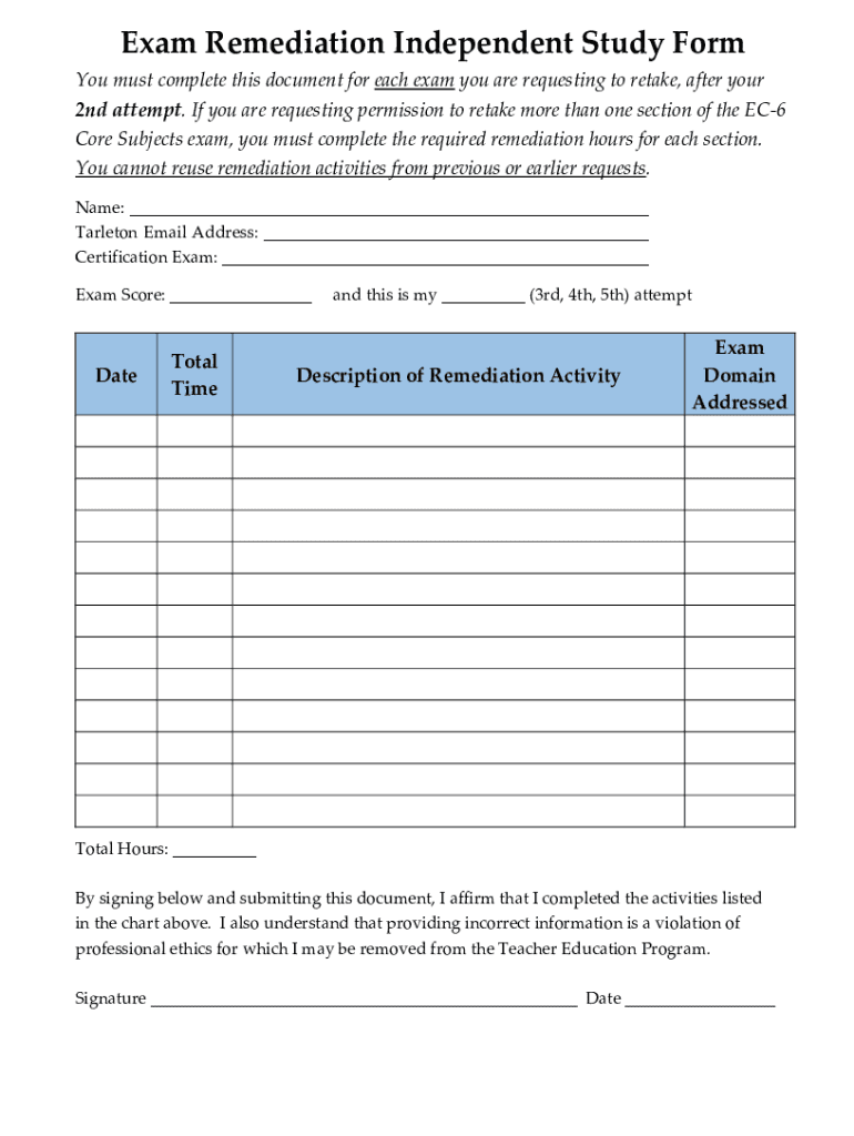 Fillable Online Elementary-Request-to-Retake-Remediation-Plan.pdf Fax ...