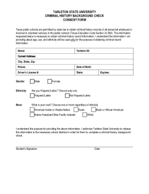 Fillable Online Criminal Background Check Consent Forms: Any courses that have ... Fax Email ...
