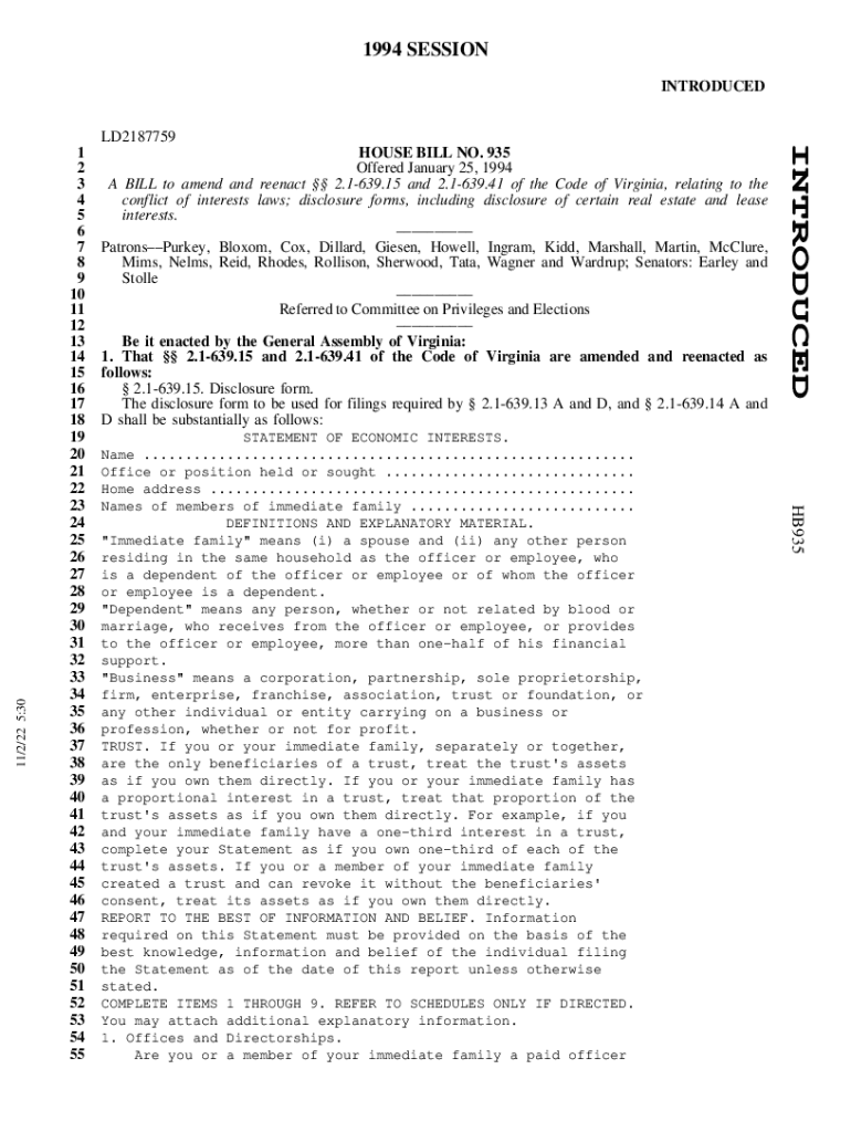 Fillable Online lis virginia State and Local Statement of Economic ...