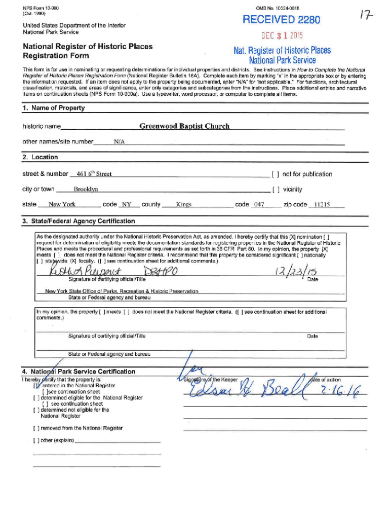 Fillable Online Records of the National Park Service NPS Fax Email ...