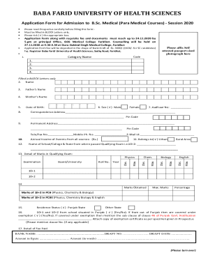 Fillable Online Admission-form.pdf - Baba Farid University of Health ...