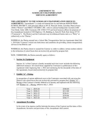Fillable Online Amendment to School Bus Transportation Services ...