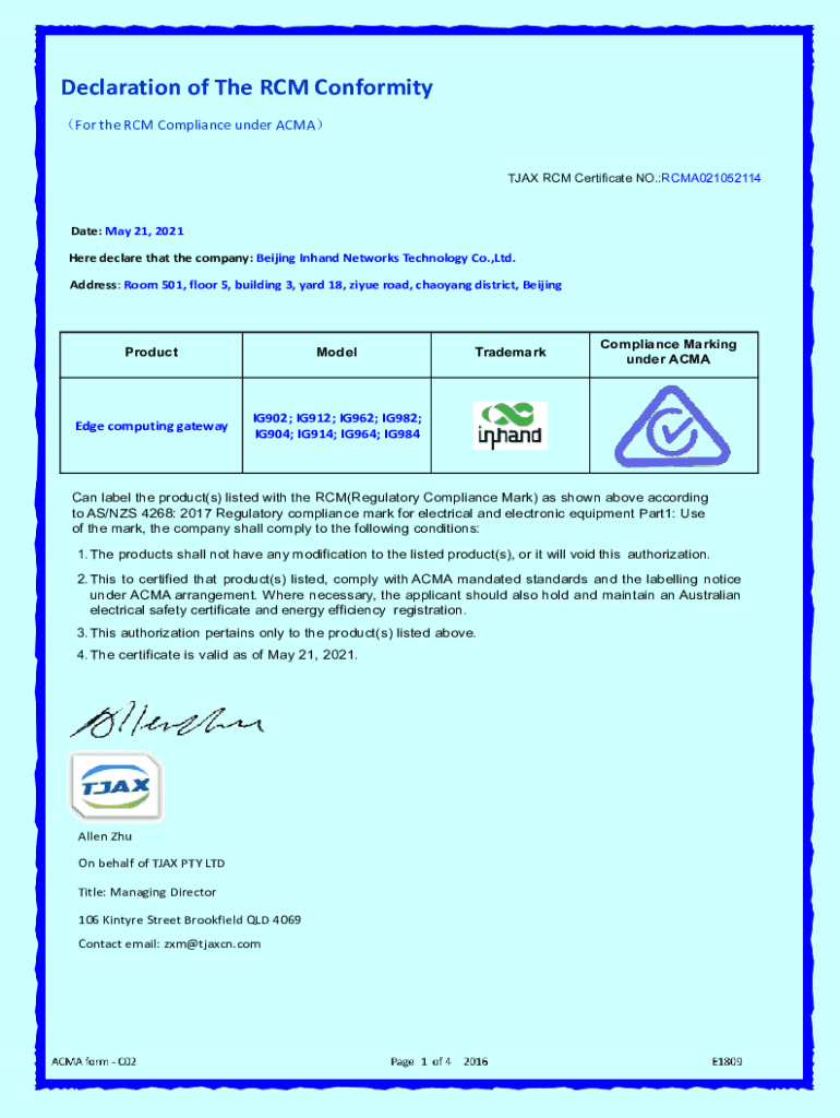 Fillable Online FAQ: What is the RCM Mark? - Element Materials ...