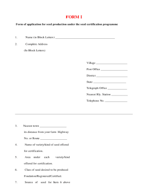 Fillable Online seednet gov Form of application for seed production ...
