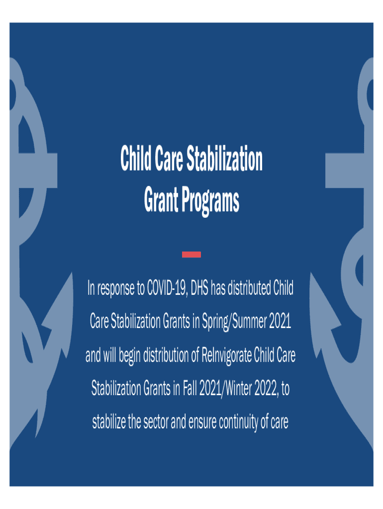 Fillable Online Child Care Stabilization Grant Programs Fax Email Print ...