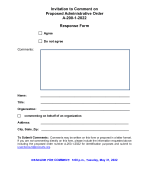 Fillable Online Invitation to Comment on Proposed Administrative Order ...