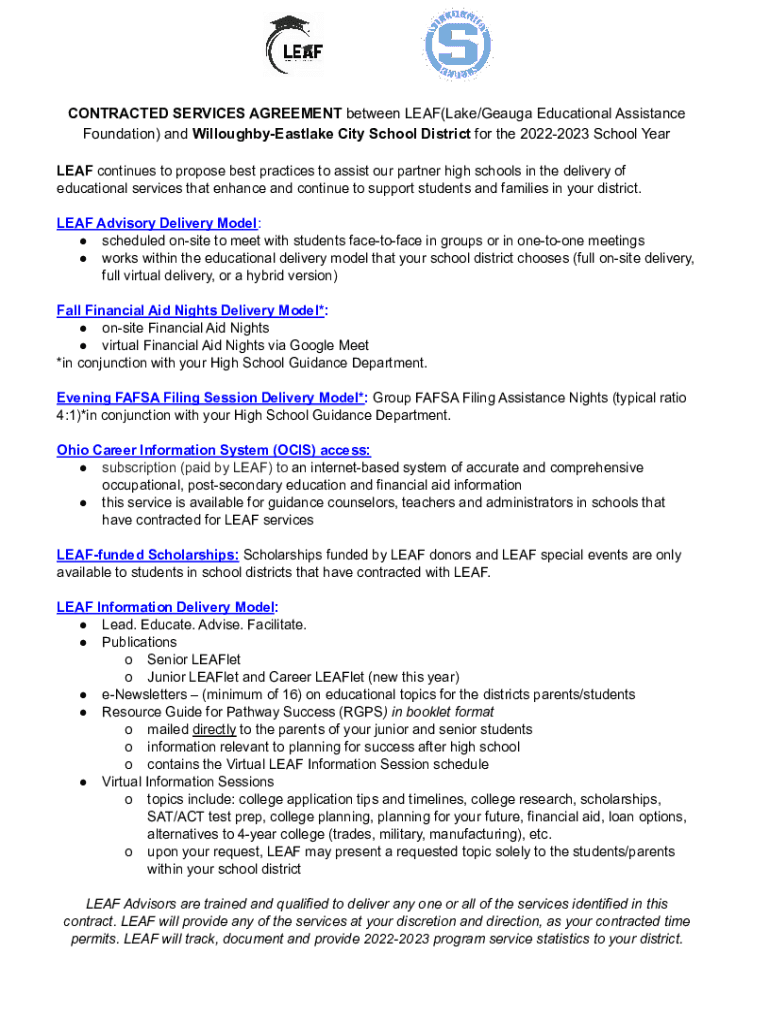 Fillable Online Educational Service Provider Agreement - Merritt ...