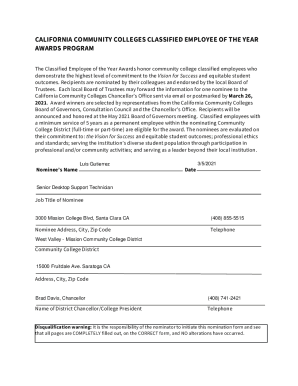 Fillable Online Classified Employee of the Year Awards Criteria Fax Email Print - pdfFiller