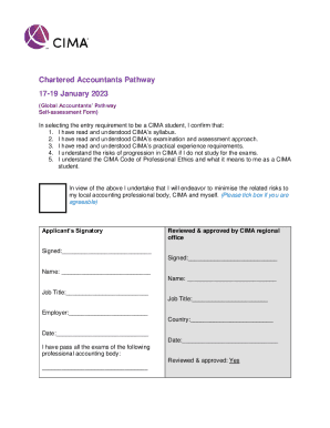 Fillable Online CIMA Corporate Professional Pathway Self-assessment ...