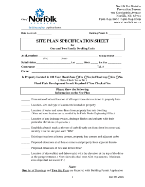 Fillable Online SITE PLAN SPECIFICATION SHEET Fax Email Print - pdfFiller