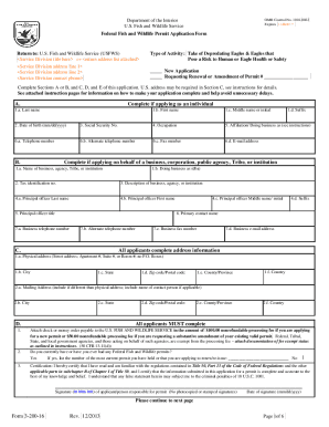 Fillable Online federal fish and wildlife permit application form Fax ...