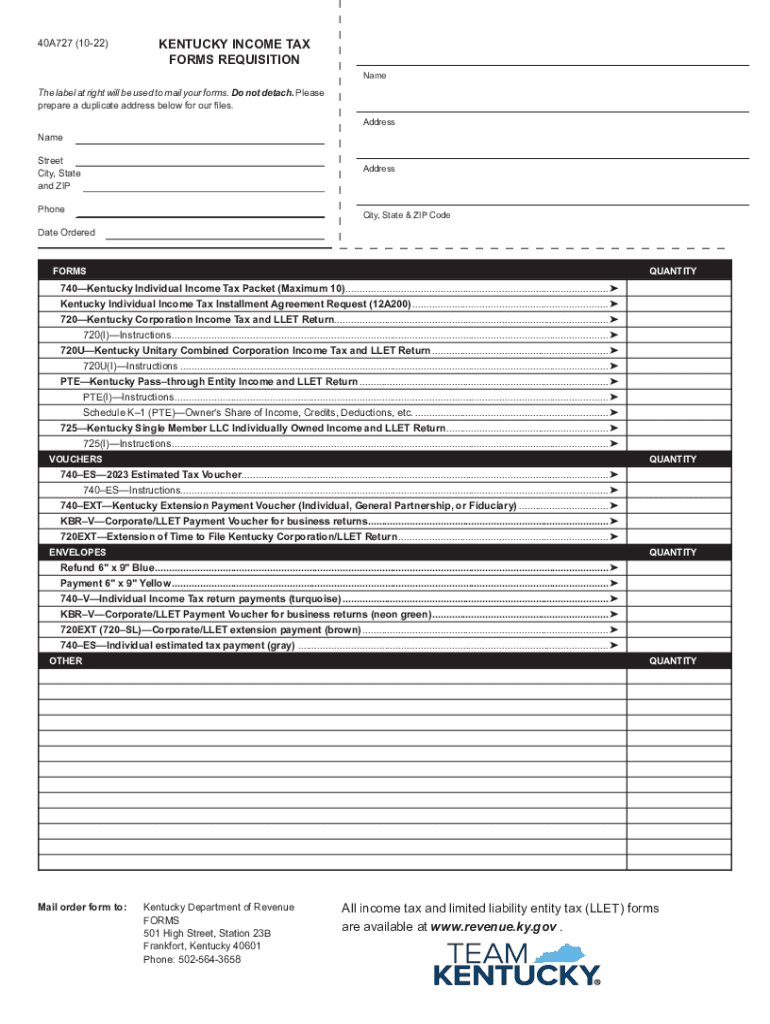 Kentucky income tax forms requisition - Department of Revenue: Fill out & sign online | DocHub