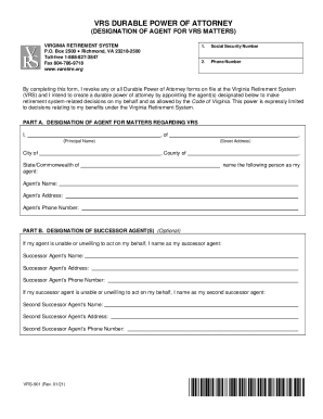 Fillable Online VRS Durable Power Of Attorney (VRS-901) - Virginia ...