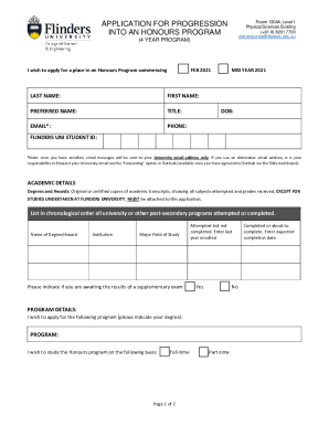 Fillable Online CSE application for progression into an honours program ...