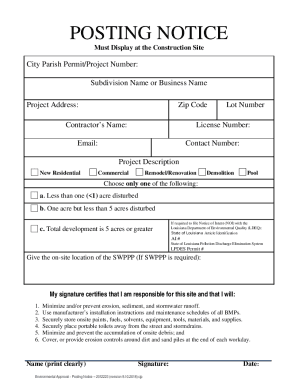 Fillable Online POSTING NOTICE Fax Email Print - pdfFiller