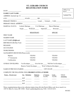 Fillable Online Get Parish Registration Form - Saint Gerard Catholic ...