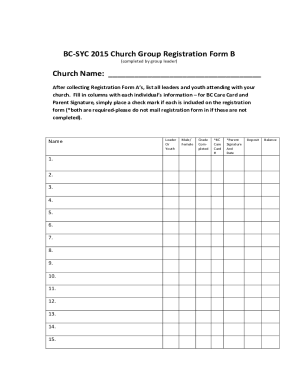 Fillable Online Back-to-Church Registration Form Template Fax Email ...