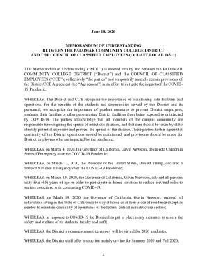 Fillable Online Agreement Between The Council of Classified Employees ...