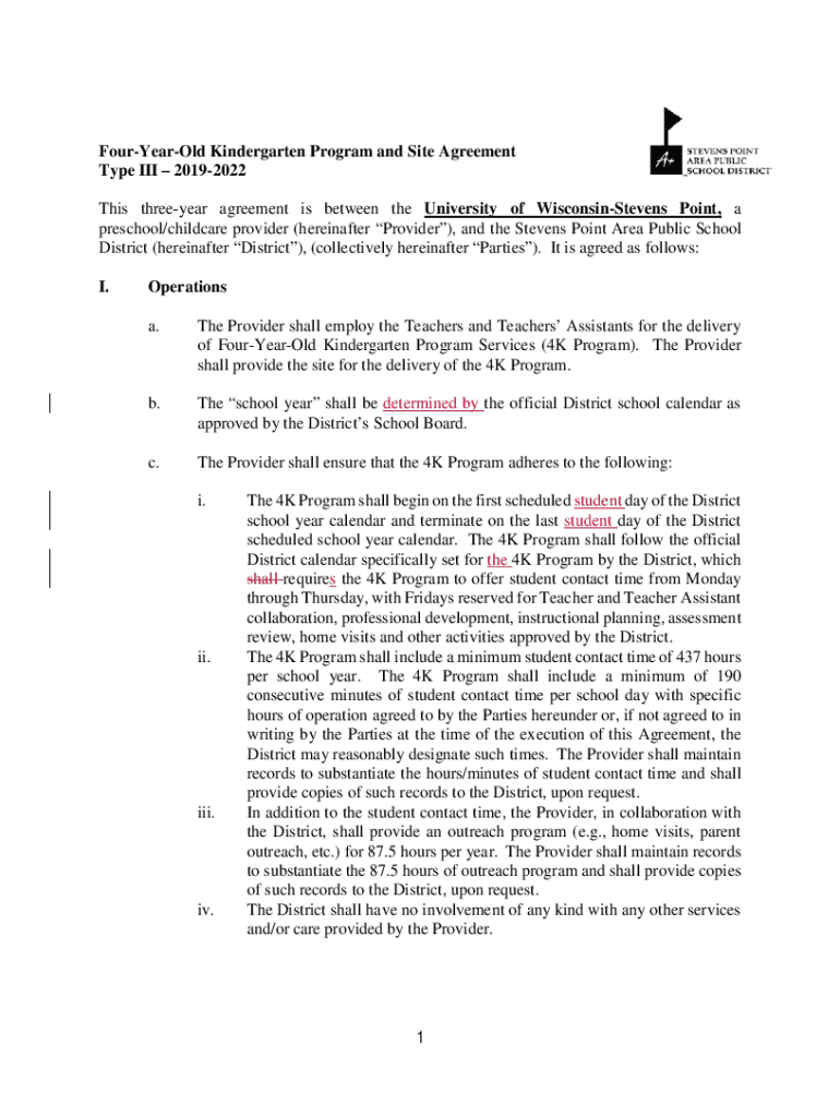 Fillable Online 16-19 4K Program and Site Agreement(00139928.DOCX;1 ...