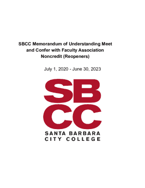 Fillable Online SBCC Memorandum of Understanding Meet and Confer with ...