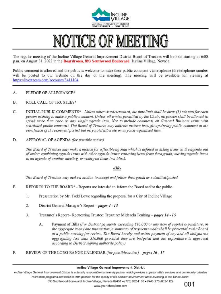 Fillable Online 'Back to the drawing board': IVGID discusses rec center ...