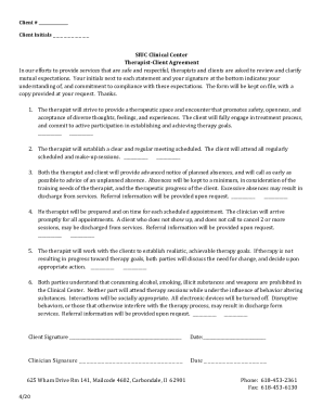 Fillable Online clinicalcenter siu 4/20 SIUC Clinical Center Therapist ...