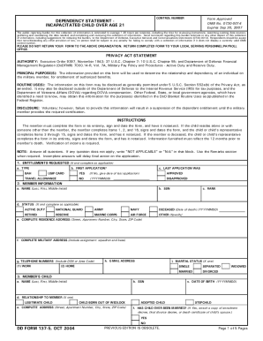 Fillable Online DD Form 137-3, "Dependency Statement- Parent" Fax Email ...
