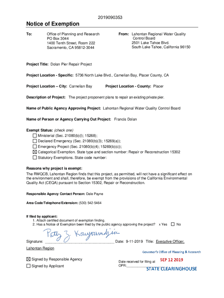 Fillable Online Notice of Exemption. Notice of Exemption Fax Email ...