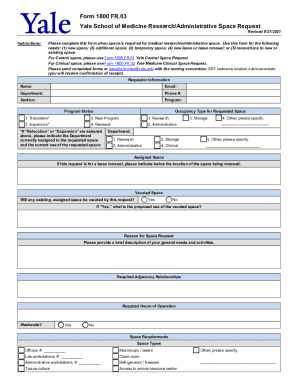 Fillable Online Form 1800 FR.01 Yale Central Space Request Fax Email ...