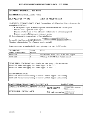 Fillable Online PPPL ENGINEERING CHANGE NOTICE (ECN) ECN # Fax Email Print - pdfFiller