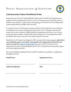 Fillable Online Cybersecurity Course Enrollment Form Fax Email Print ...