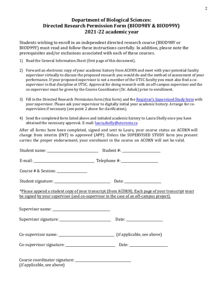 Fillable Online SUPERVISED STUDY FORM Fax Email Print - pdfFiller
