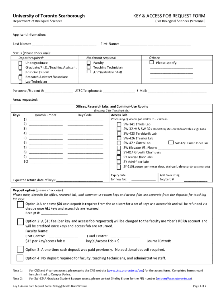 Fillable Online Key & Access Fob Request Form Fax Email Print - pdfFiller