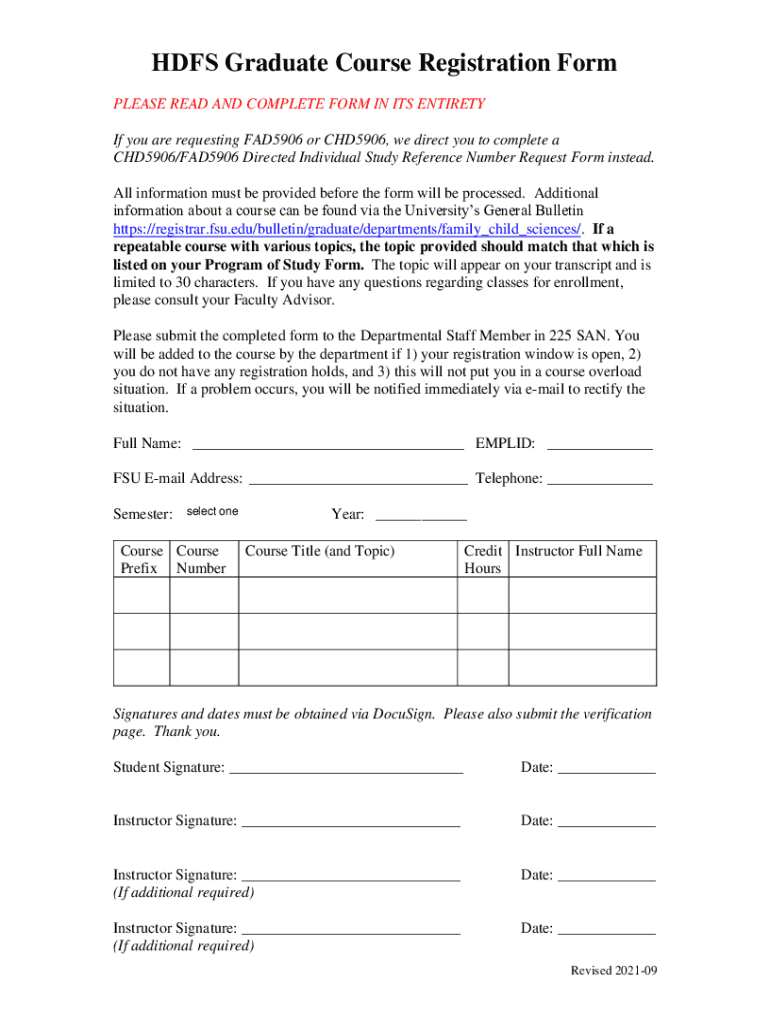 Fillable Online Grad Student Course Registration Form Fax Email Print ...