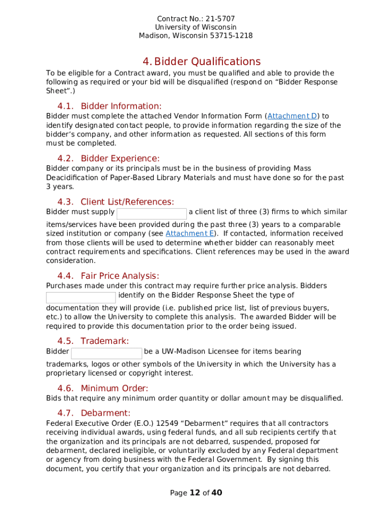 21-5707 Request for Bid package. Mass Deacidification of Paper-Based ...