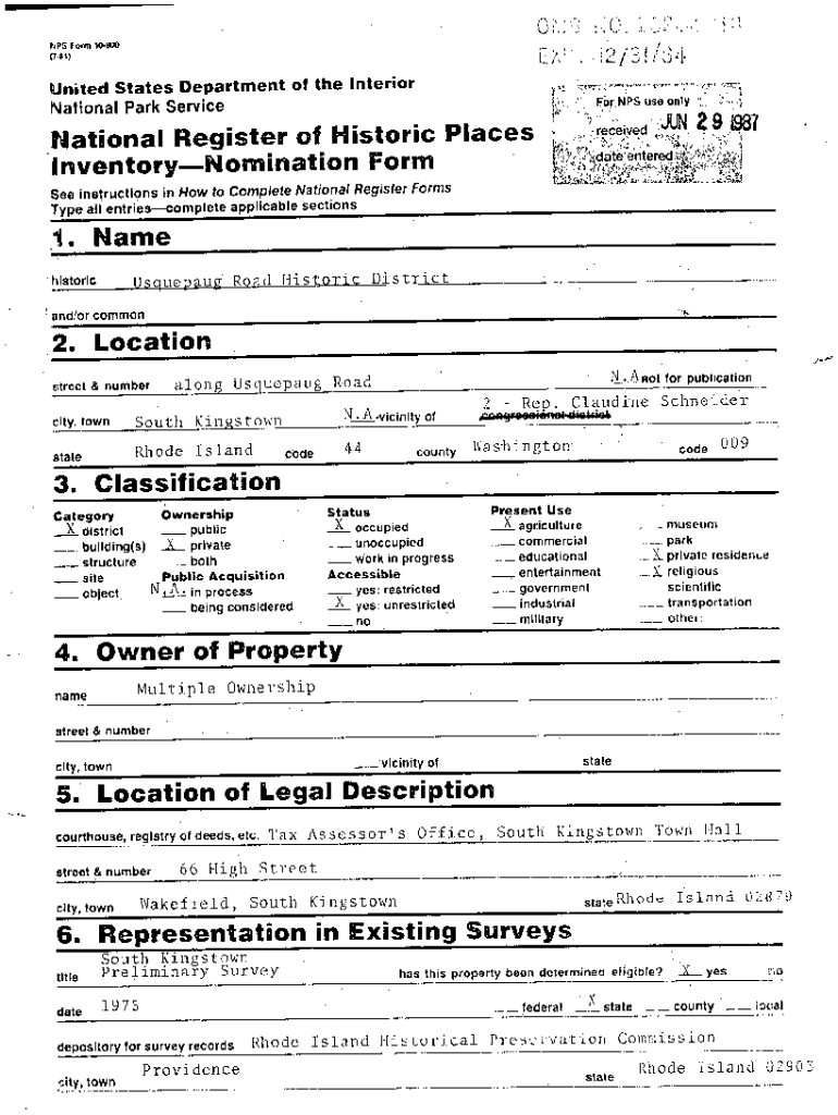 Fillable Online preservation ri 36 CFR Part 60 -- National Register of ...