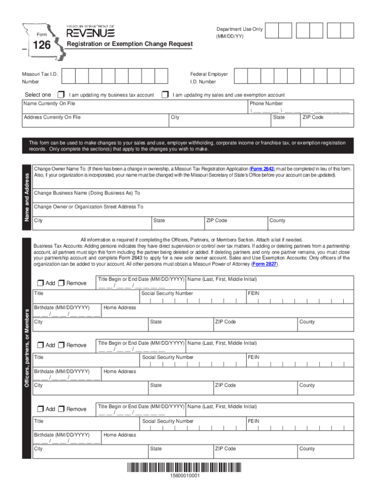 2022-2026 MO DOR Form 126 Fill Online, Printable, Fillable, Blank ...