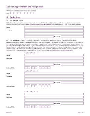 Fillable Online Deed of appointment & assignmentBusiness Trust Fax ...