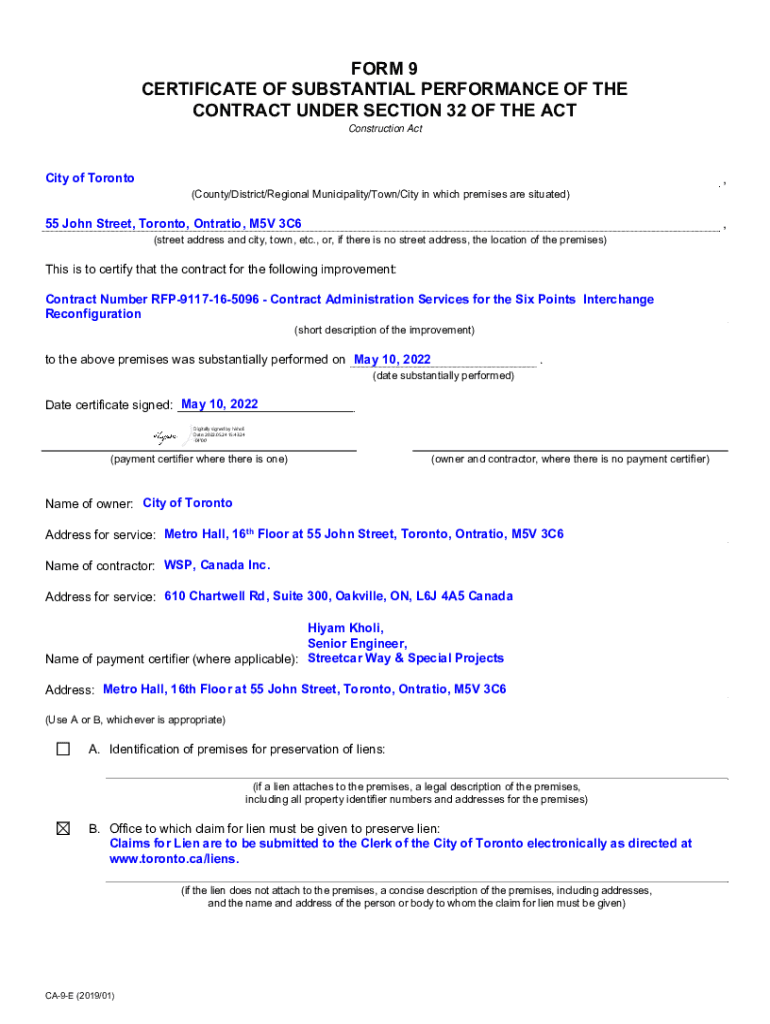 Fillable Online RFP-9117-16-5096 - SP Certificate - Form 9.doc Fax ...