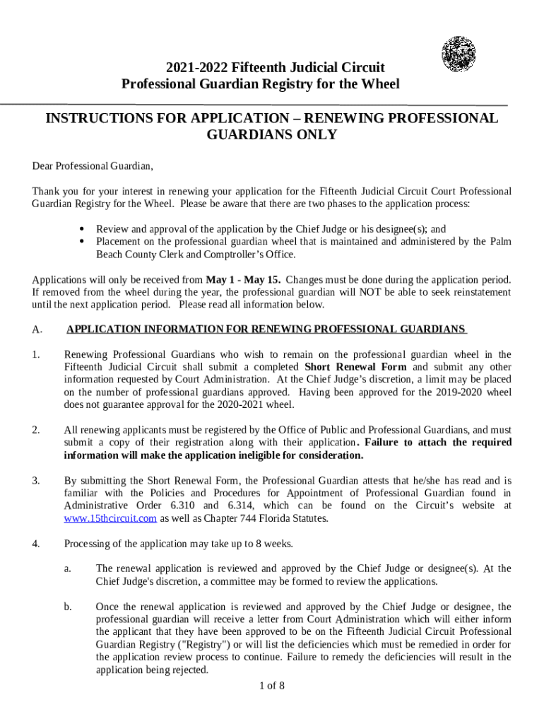 FIFTEENTH JUDICIAL CIRCUIT APPLICATION TO PROVIDE ... Doc Template ...