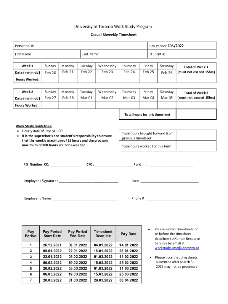 Fillable Online Casual Biweekly Timesheet Fax Email Print - pdfFiller