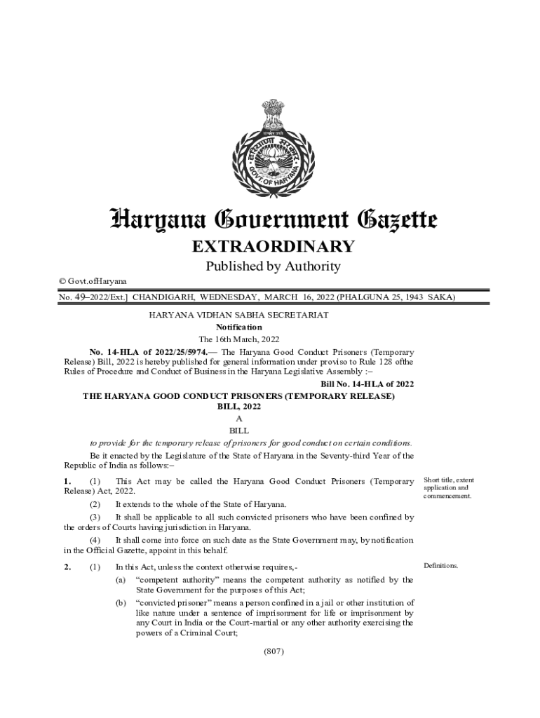 Fillable Online Haryana Government eGazette Fax Email Print - pdfFiller