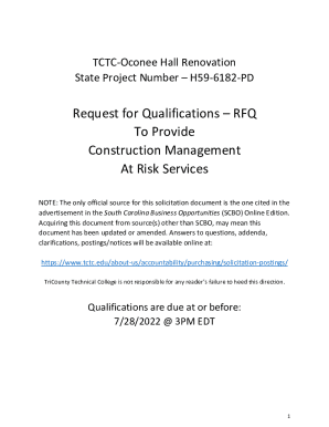 Fillable Online Request for Qualifications Program, Project, and ...