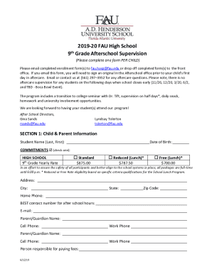 Fillable Online adhus fau FAUAdmissions - Florida Atlantic University High School Fax Email ...