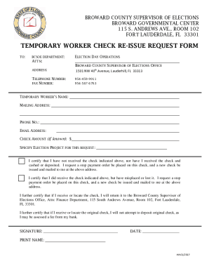 Fillable Online TEMPORARY WORKER CHECK RE-ISSUE REQUEST FORM Fax Email ...