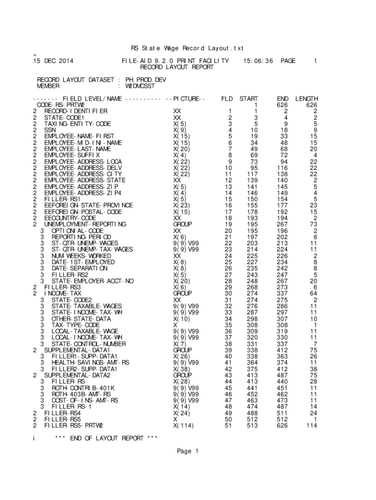 Fillable Online srm magic ms RS State Wage Record Layout.txt - MS.gov ...