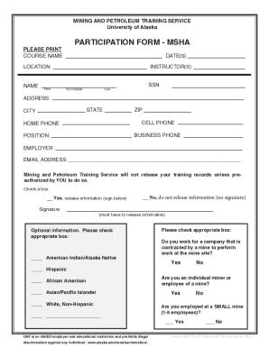 Fillable Online MSHA Participation Form.pdf - University of Alaska ...