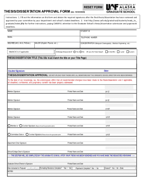 Fillable Online THESIS/DISSERTATION APPROVAL FORM Fax Email Print - pdfFiller