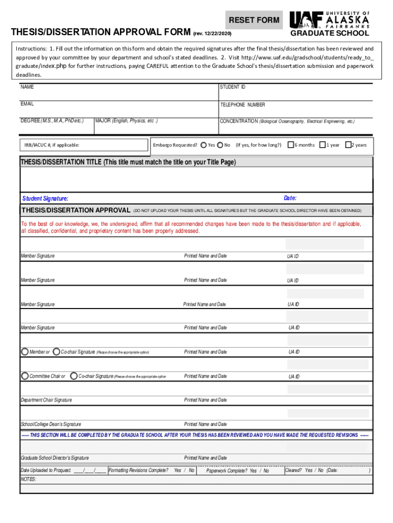 Fillable Online THESIS/DISSERTATION APPROVAL FORM Fax Email Print - pdfFiller