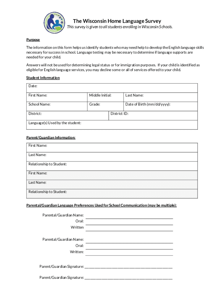 Fillable Online dpi wi The Wisconsin Home Language Survey Form ...